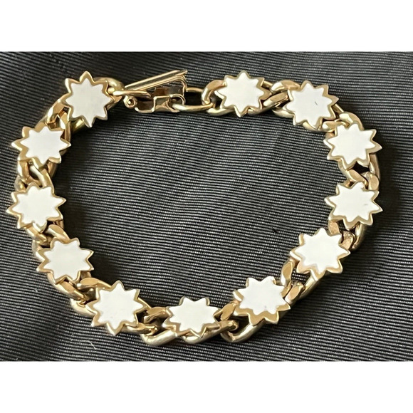 Unbranded | Jewelry | Vintage White Stars Enamel Panel Chain Bracelet ...